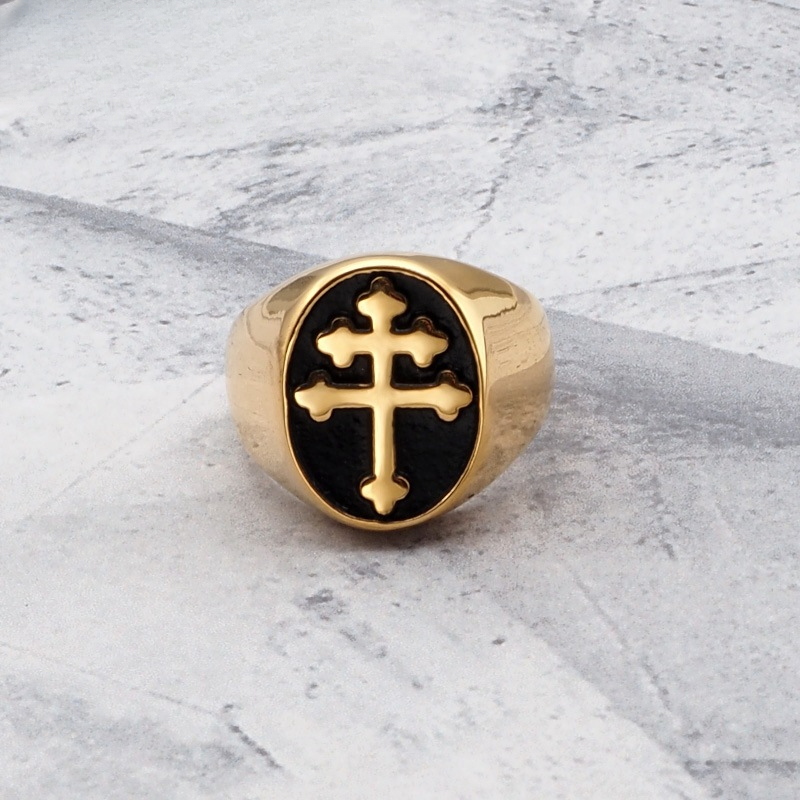 Stainless Steel Orthodox Cross Ring Templar Cross Crusader Religious ...