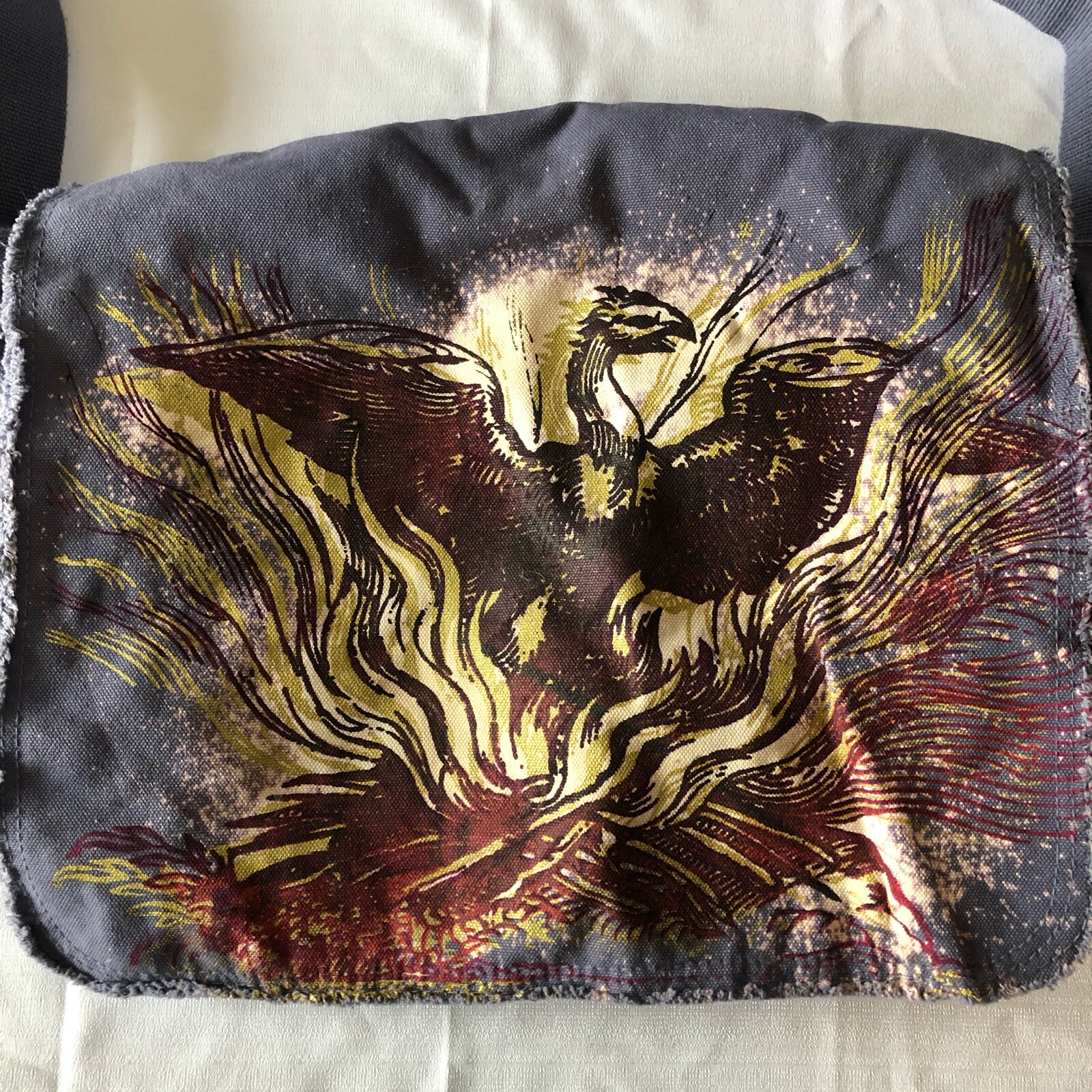 Rare Hand Screen Printed messenger bag of Phoenix by … - Gem