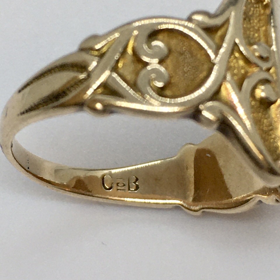 Antique OB OSTBY BARTON 10K GOLD SIgnet RIng 4.3 Gram Size 6.25 ...