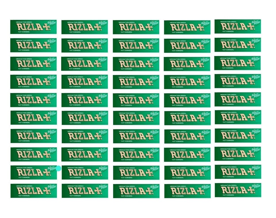 Full Box of 100 Booklets Rizla Green Medium Thin Rolling Cigarette ...