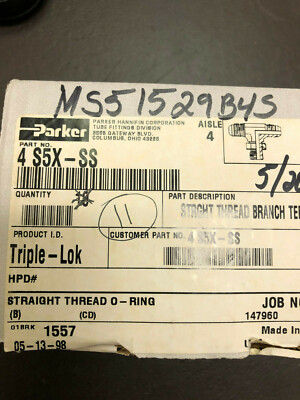 MS51529B4S TEE TUBE FITTING 4S5X-SS PARKER | eBay