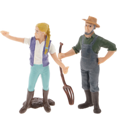 2Pcs Realistic Female Farmer People Figurine Model Action Figures Kids ...