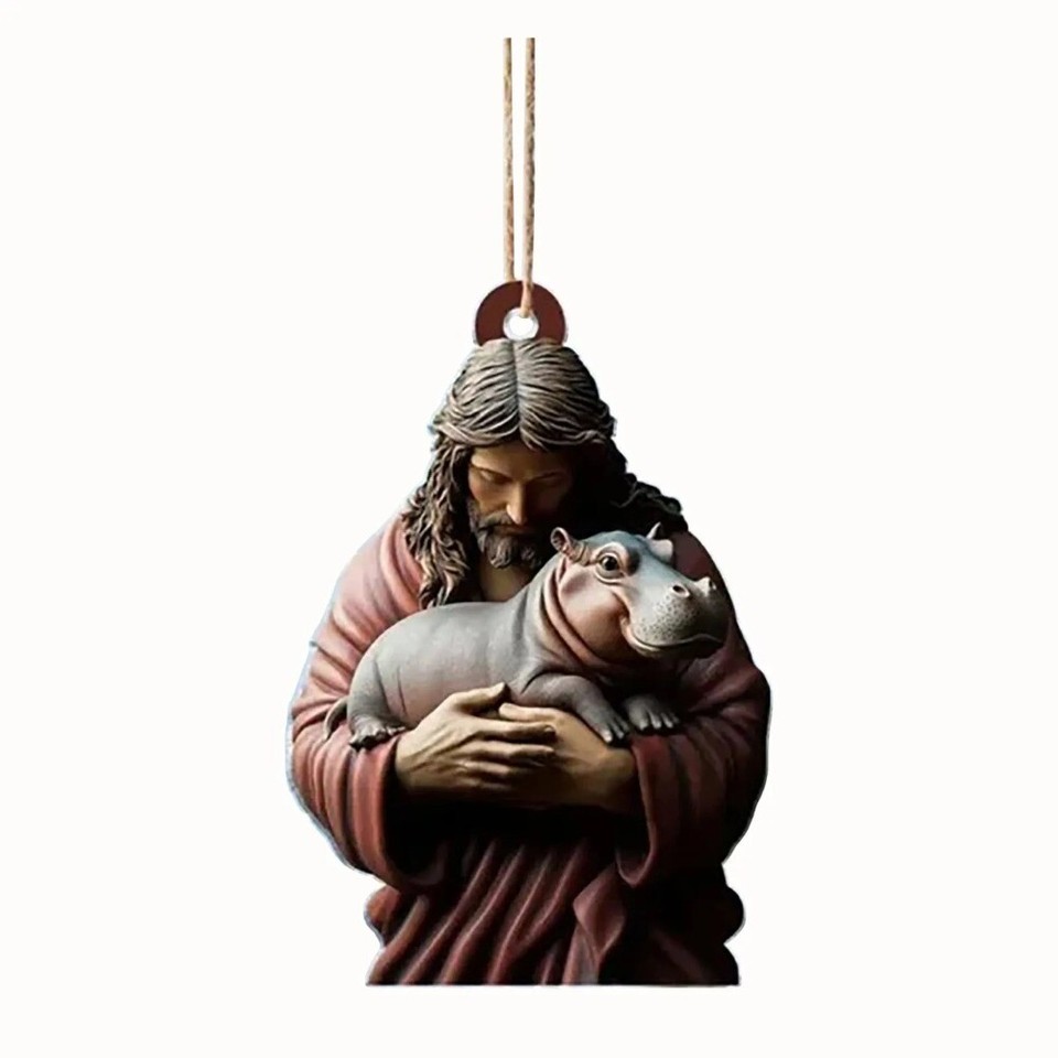 Cartoon Moo Deng Moo Deng Hanging Decoration 2D Hippopotamus Ornaments ...