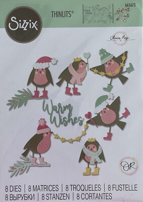 Sizzix Thinlits 665673 Robins In Hats Ellison Christmas Winter Warm Wishes Scarf | eBay