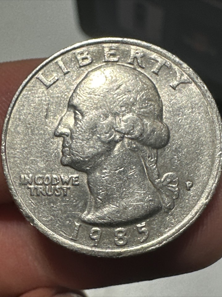 1985 Quarter Dollar P Washington Coin Great Condition Error On In God ...