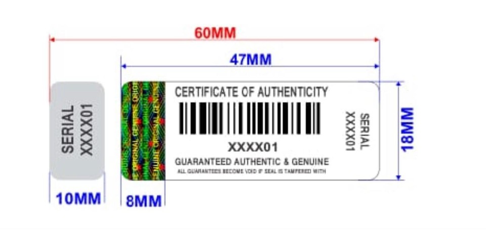 COA CERTIFICATE OF AUTHENTICITY SECURITY LABELS VOID SIDE LABEL ...