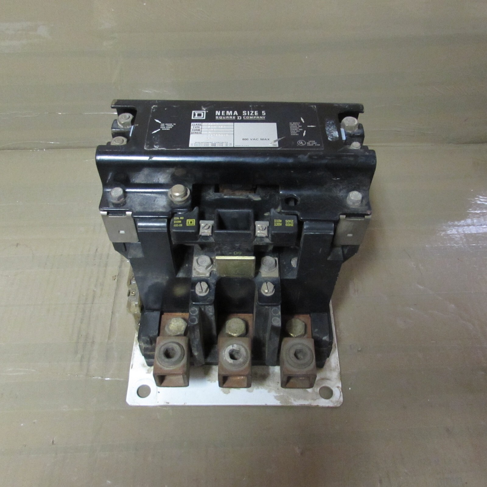 SQUARE D 8502SG02S2 SIZE 5 CONTACTOR 110/120V COIL, NICE TAKEOUT! MAKE ...