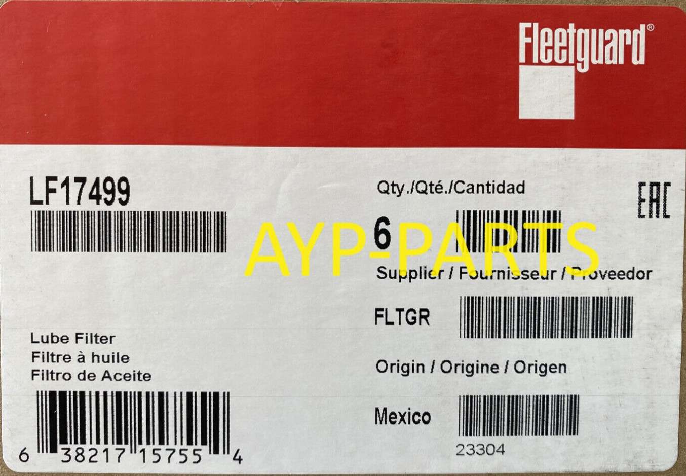 FLEETGUARD LF17499 - cross reference oil filters | oilfilter ...