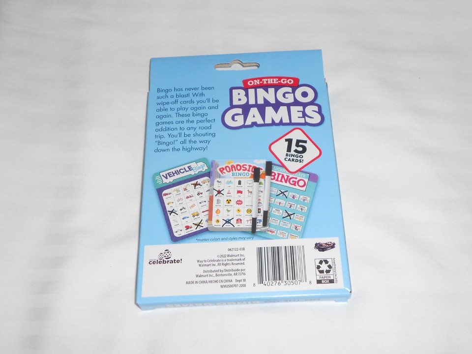 NEW, On The Go BINGO Wipe-Off Travel Game Cards For Kids with Markers ...