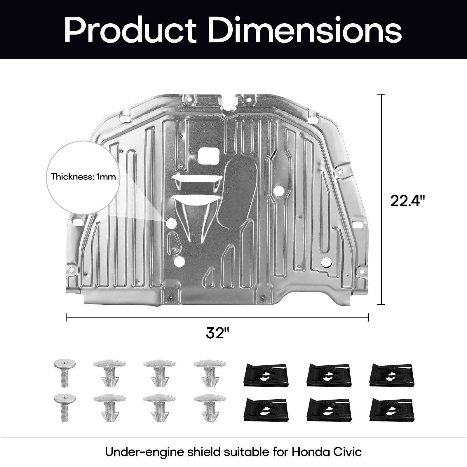 Front Engine Splash Guard Under Car Shield Cover For 2016-2021 Honda ...