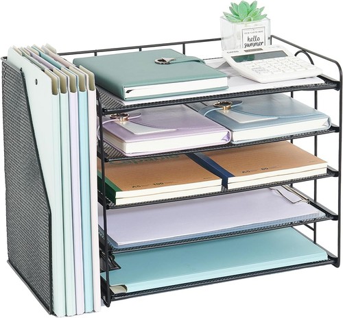 Desk Organizers with Magazine File Holder, 5-Tier Office 5-Tier, Black ...