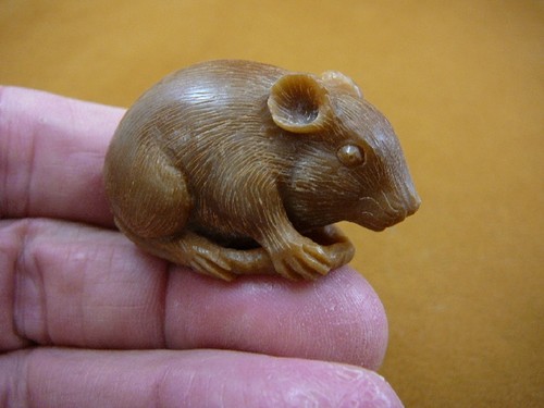 (tb-mouse-5) little tan pet Mouse Tagua NUT palm figurine Bali love ...