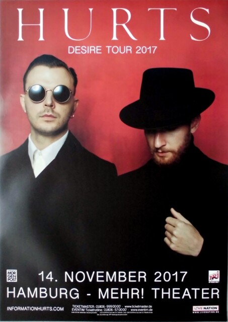 HURTS - 2018 - Plakat - In Concert - Desire Tour - Poster - Hamburg ...