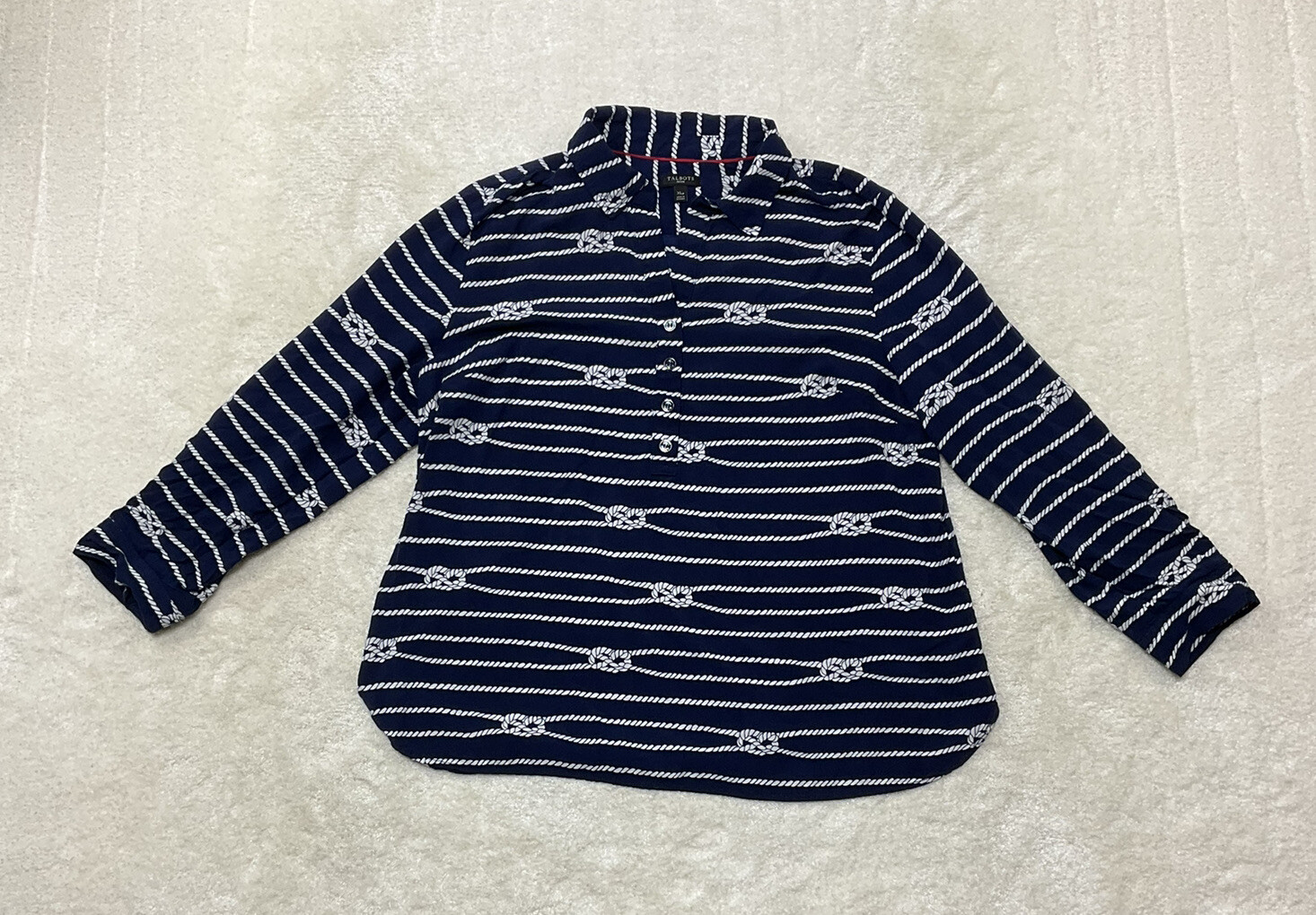 Talbots Petite Womens Size XLp Nautical Rope Print Long Sleeve Blouse ...