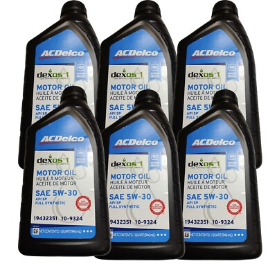 6 Dexos 1 Gen 3 ACDelco SAE 5W/30 FULL SYNTHETIC Motor Oil 6 QT 10-9324 ...