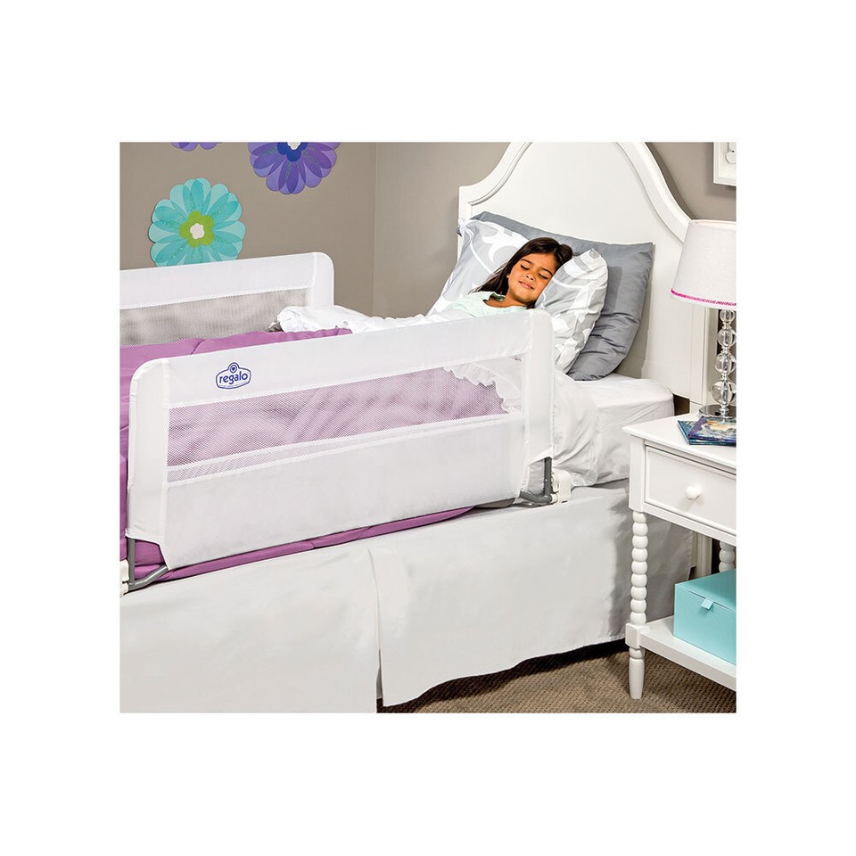 Regalo 43-Inch Swing Down Double-Sided Bed Rail with Mesh Wall, White ...