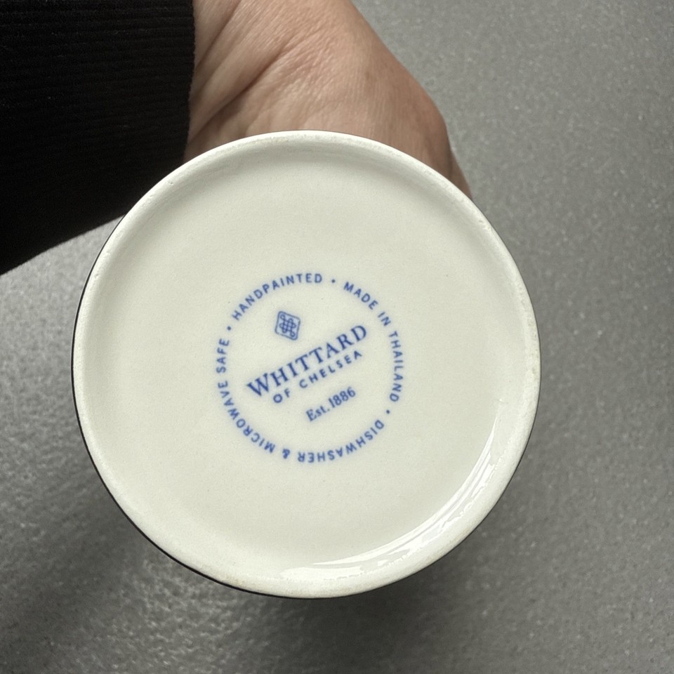 Whittard Of Chelsea Cream Black Stripe Hand painted Mug Vgc | eBay UK