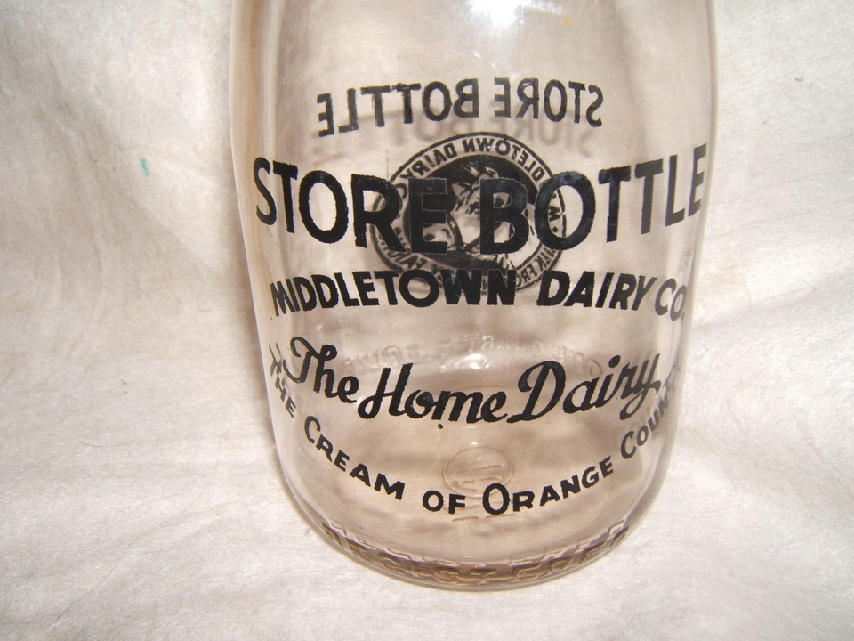 middletown dairy co. n.y. new york 1 one quart acl glass milk bottle ...