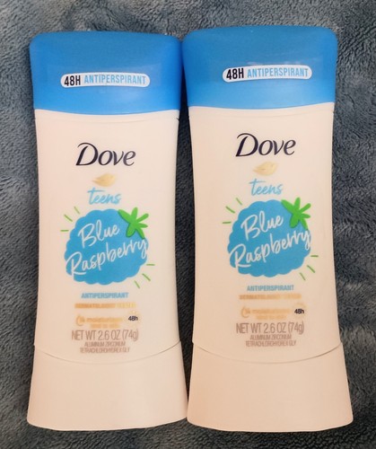 2 PACK Dove Teens Antiperspirant Deodorant Blue Raspberry 2.6 oz each ...