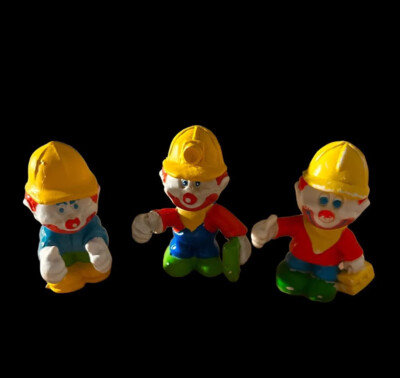 3 Mego Clown Around Construction Worker Figures Have Wear Please Read ...
