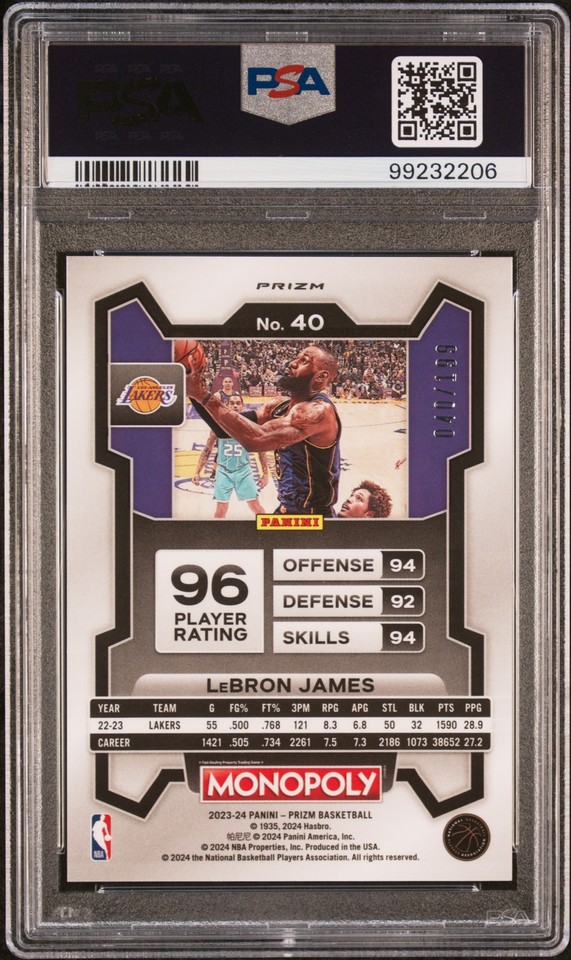 2023 Panini Prizm Monopoly Light Blue LeBron James #40 PSA 9 /199 | eBay
