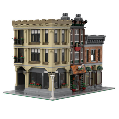Modular Town Square Corner with 5 Business Establishments 2427 Pieces ...