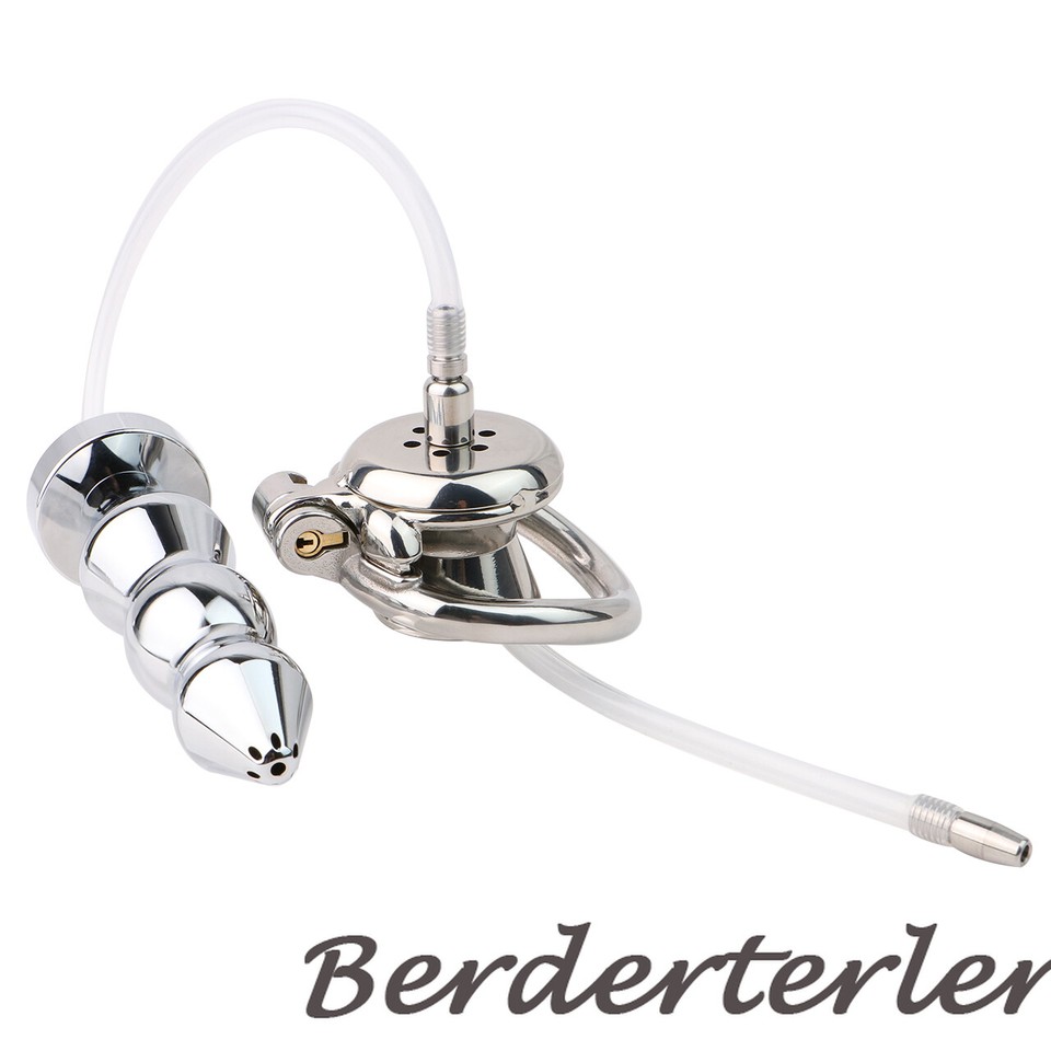 Male Inverted Negative Cage with Beaded Plug To Pee Clean Chastity ...