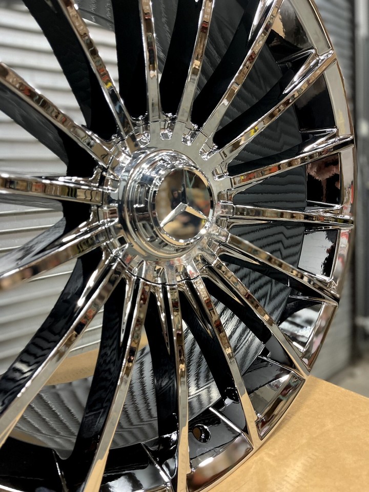 (set 4) 20x8.5 BLACK CHROME AMG MAYBACH STYLE WHEELS RIMS FITS MERCEDES ...