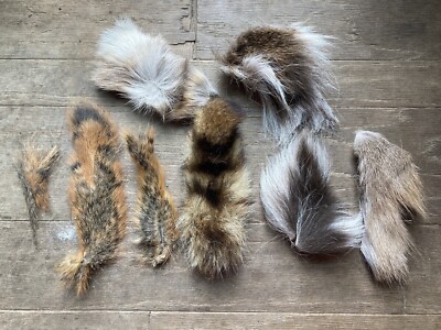Fly Tying Hair Combo - Tails - 2 Squirrel, 1 Coon, 1 Deer + 3 Deer Hide ...