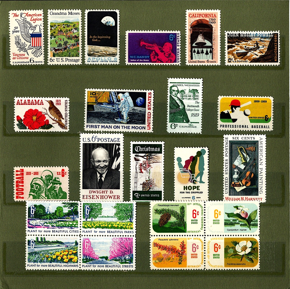 Rare 1969 MNH Official USPS Commemorative Mint Set Folder & Stamps | eBay