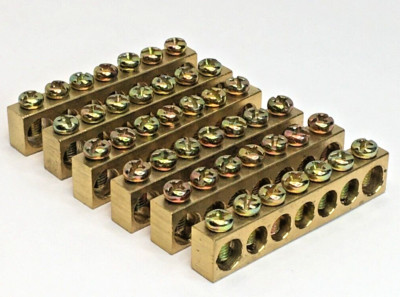 Terminal Ground Bar Screw Block Brass 7 Positions 59mmx7mmx11mm 6 Pcs ...