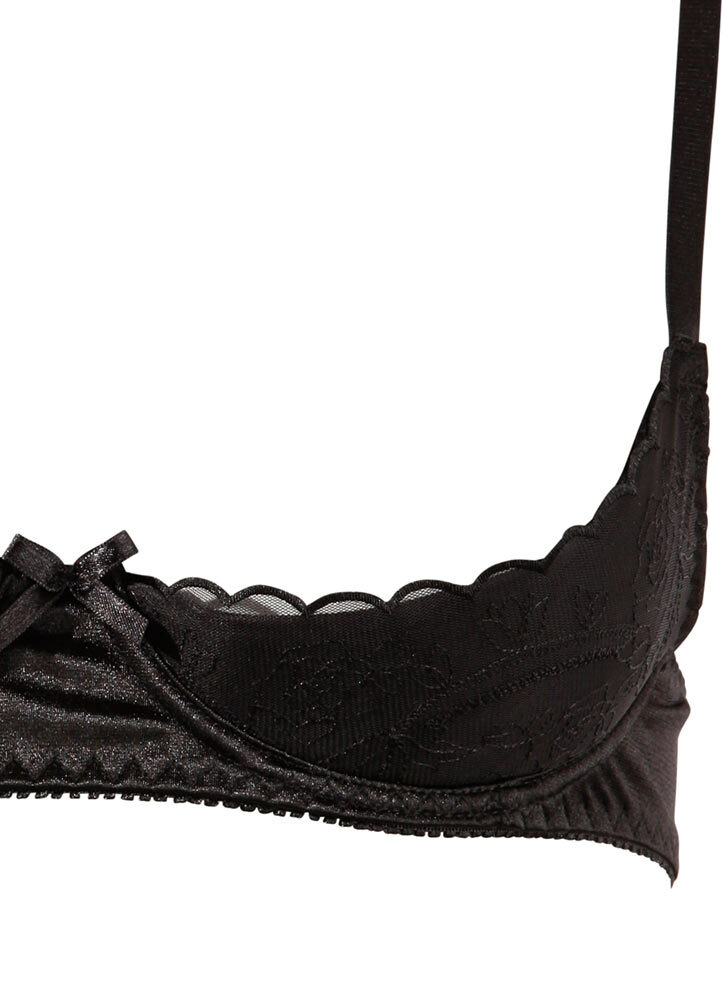 Sexy Hebe-BH 75-85B C Bügel Viertelschale schwarz Brust offen Push up ...