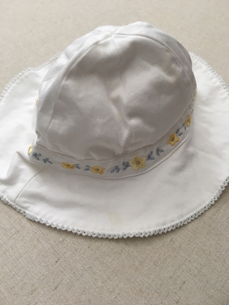 Koala Baby Sunhat Size 6-12mo, White, Yellow Embroidered Flowers Trim ...