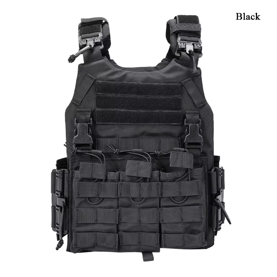 Tactical Nylon Vest with Quick Release Security Molle Multi-Camo Plate ...