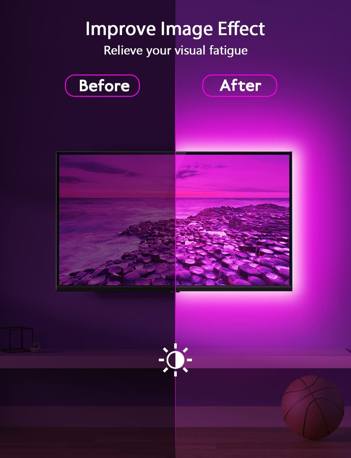 LED Lights for TV Led Backlight, 9.84Ft, 32-43In TV RGB Led Strip ...