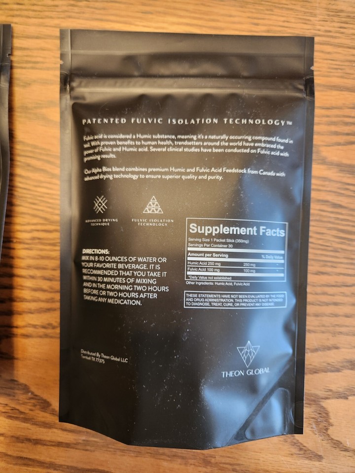 Alpha Bios Humic / Fulvic Acid Theon Global 2 bags Of 30 packets Each ...