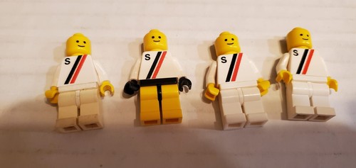 (4) 1980's Vintage Lego Town City White Race Car Figures Minifigure ...