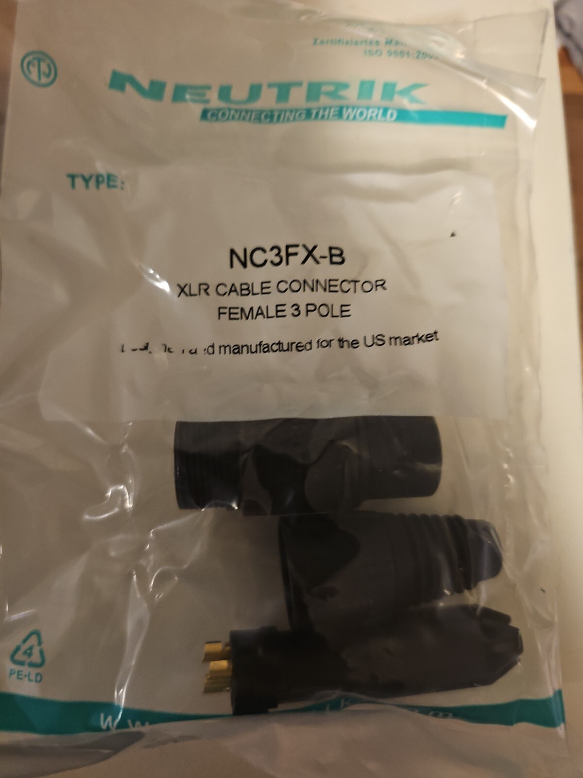 (2 PACK) Neutrik NC3FX-B 3-Pin XLR Female Cable Connector w/ Gold ...