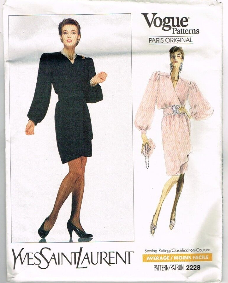 Yves Saint Laurent Vogue Paris Original Pattern 2228 Wrap Dress Sz 12 ...