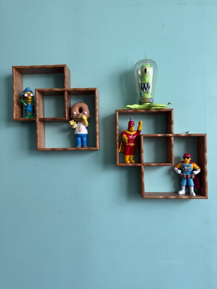 MCM vtg wooden scalloped edge interlocking shelves/shadow boxes made in ...