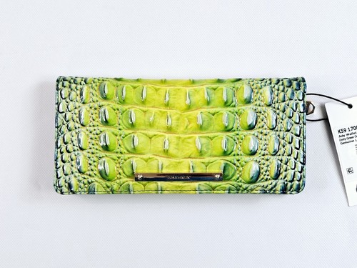 Brahmin Melbourne ADY Slim Bifold Leather Wallet Zesty Green Ombre ...