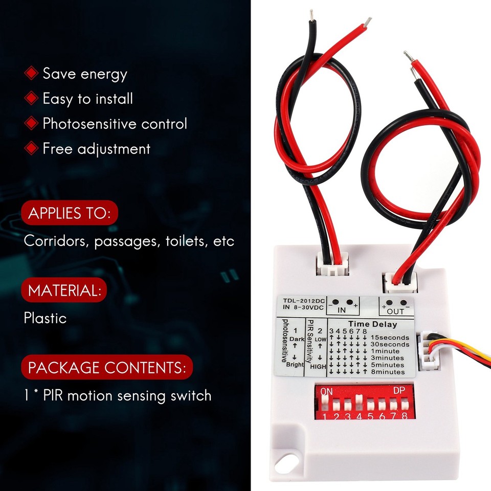 12V 24V PIR Motion Sensor IR Infrared Human Induction Time Delay Relay ...