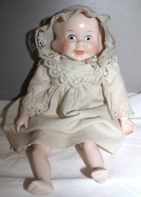 VINTAGE ROTATING HEAD 3 FACED PORCELAIN 15" SOFT BODY DOLL SMILE CRYING ...