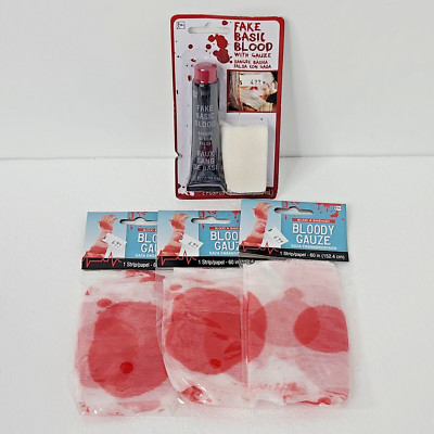 Blood & Bandages 3 Packs BLOODY GAUZE and FAKE BASIC BLOOD Kit Costume ...