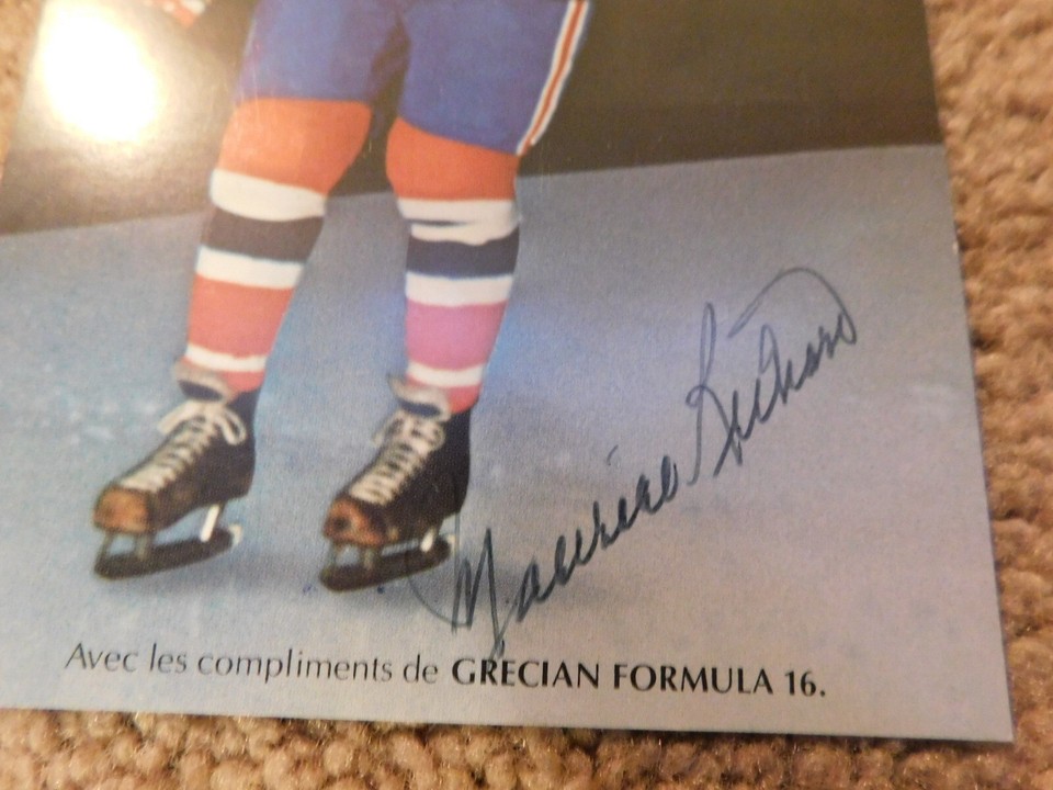 MAURICE ROCKET RICHARD SIGNED GRECIAN Formula CARD Autograph See Pics ...