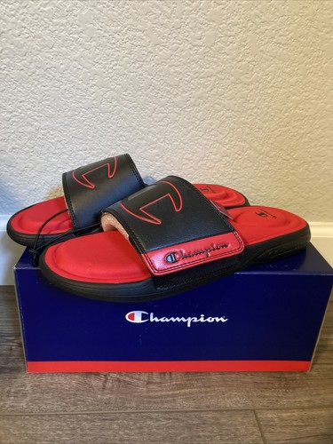 New In Box Champion Vital Foam Slides Men’s 11 Black Scarlet Red Great ...