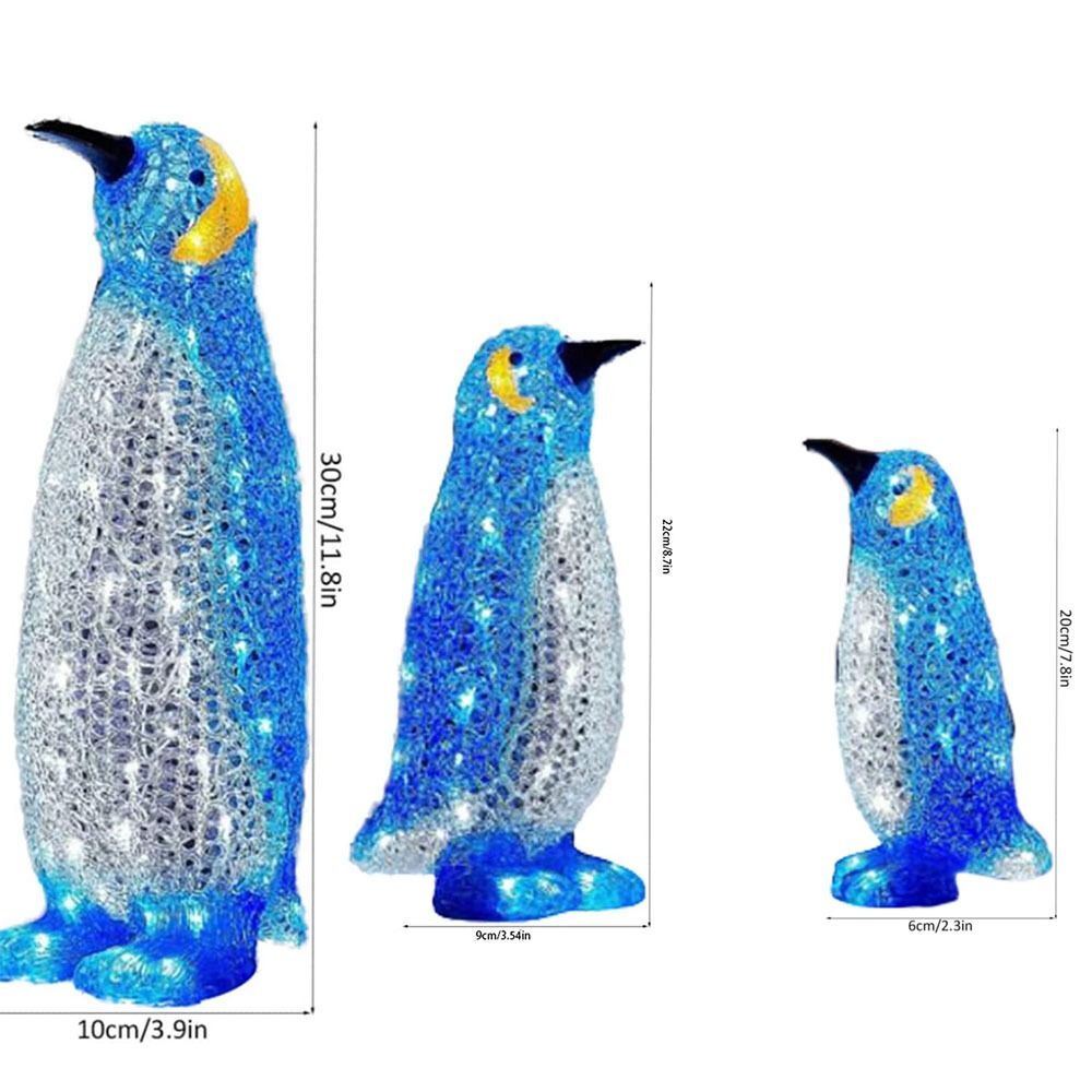 Acrylic Christmas Ornaments LED Christmas Decoration Light-Up Penguin ...
