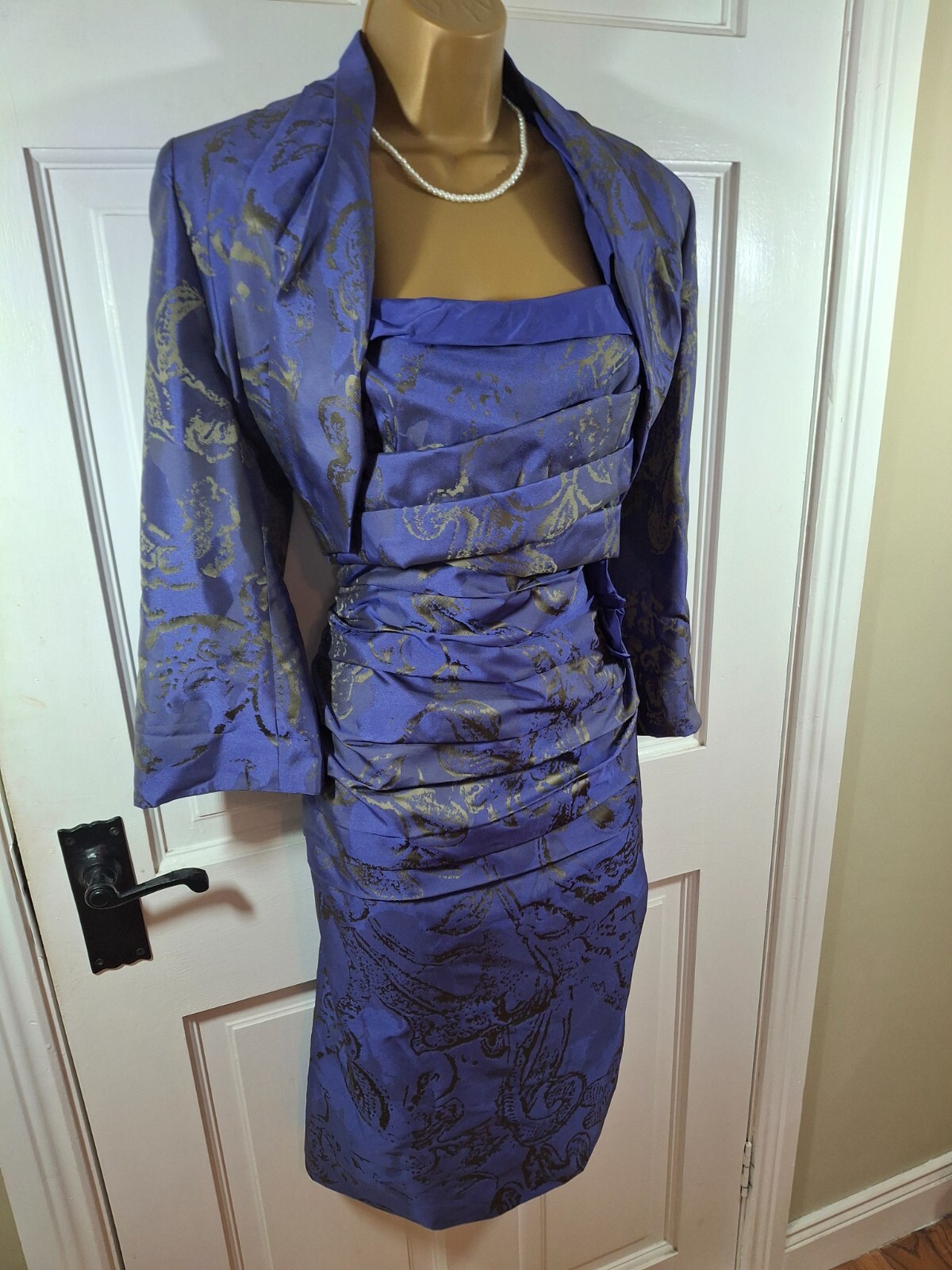 Presen De Luxe Gold & Purple Floral Mother Of Bride Outfit, UK 16 18 ...