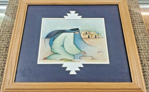 Vintage G.E. Mullan. Southwest Art Print - Woman making corn meal ...