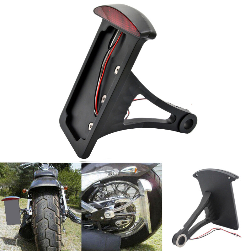 BLACK VERTICAL MOTORCYCLE LICENSE PLATE BRACKET MOUNT HOLDER BRAKE LED ...